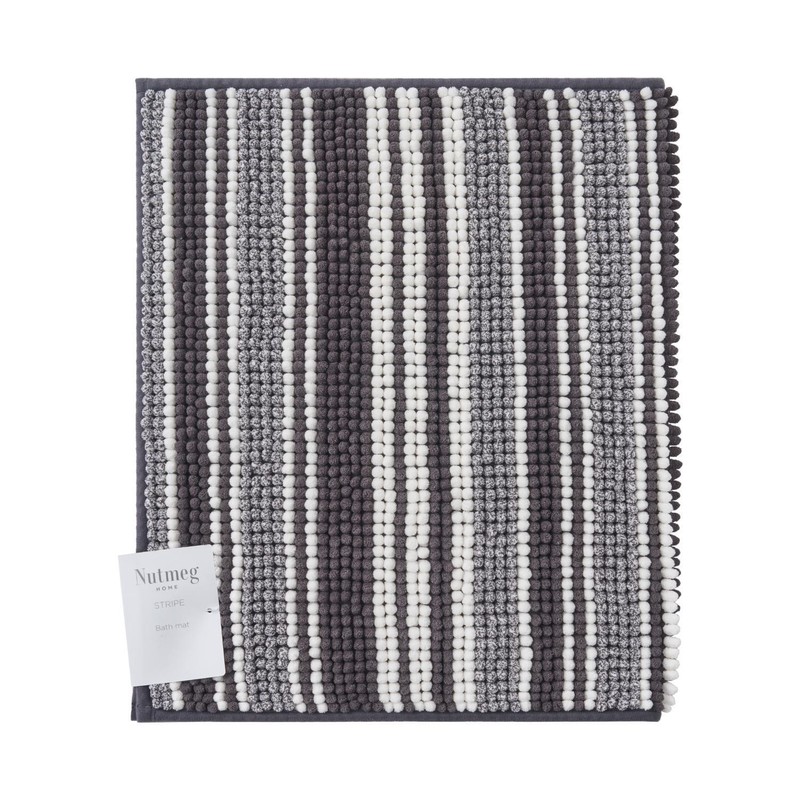 Nutmeg Home Grey Stripe Bath Mat - Morrisons Online Groceries & Offers