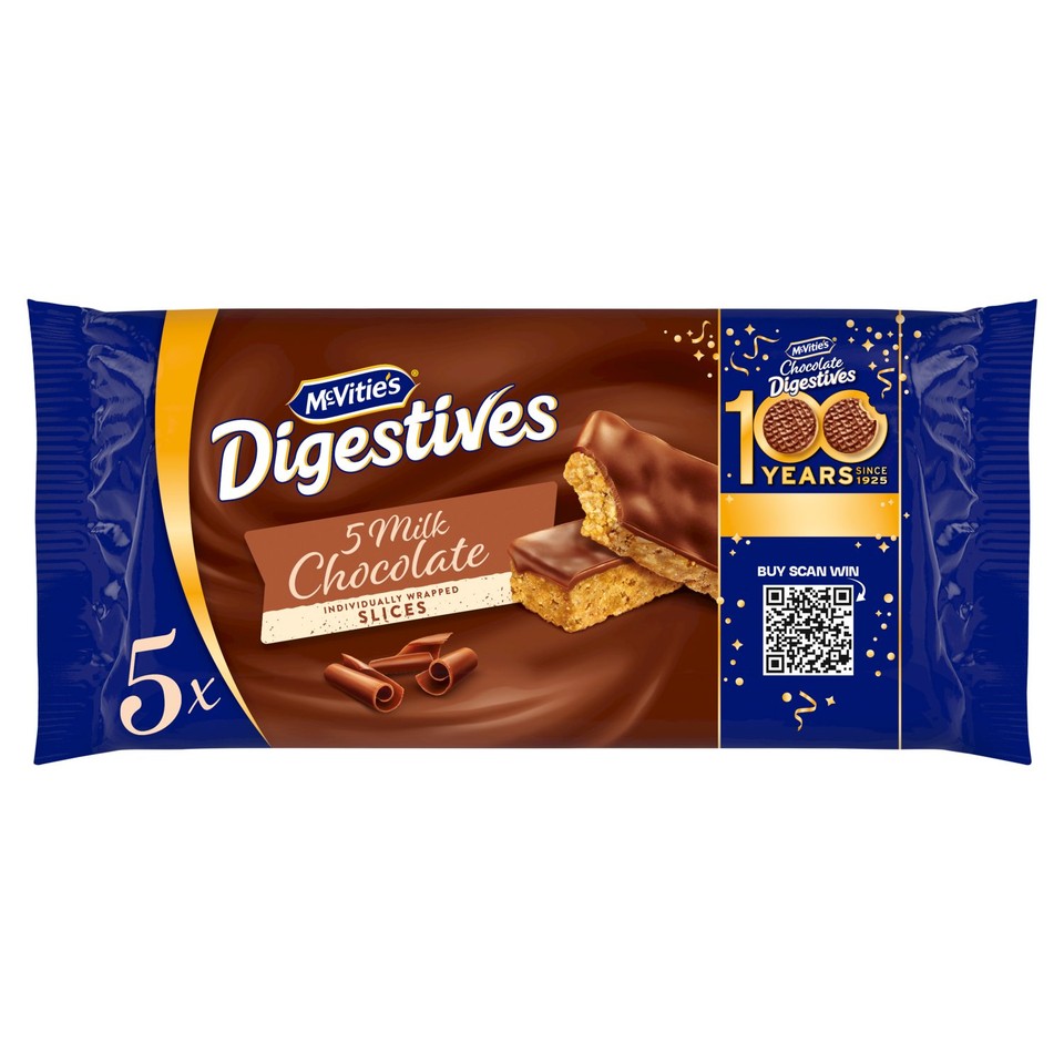 McVitie's Digestives Milk Chocolate Slices Cake Bars 5 Pack Multipack ...