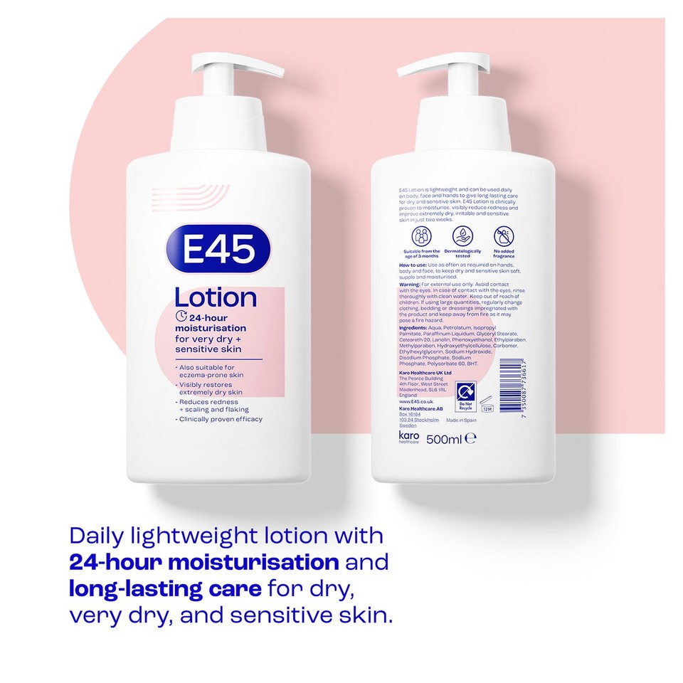 E45 Moisturiser Body Lotion for Dry & Sensitive Skin 500ml - Morrisons ...