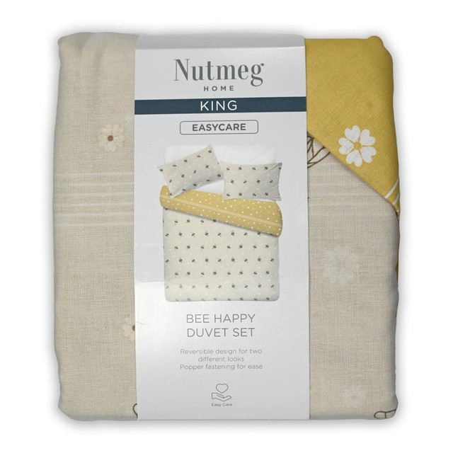 Nutmeg Home Easy Care Bee Happy Duvet Set King - Morrisons Online ...