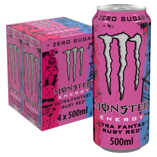 Monster Energy Drink Ultra Fantasy Ruby Red Zero Sugar 4 x 500ml ...