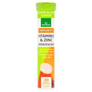 Morrisons Vitamin C & Zinc Effervescents Lemon & Lime Flavour 20s ...