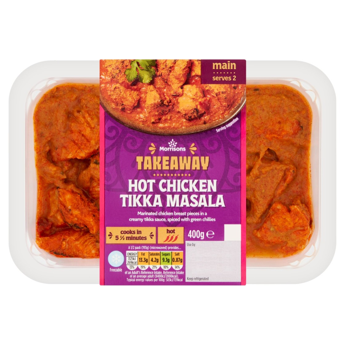 Morrisons Takeaway Hot Chicken Tikka Masala 400g - Morrisons Online ...