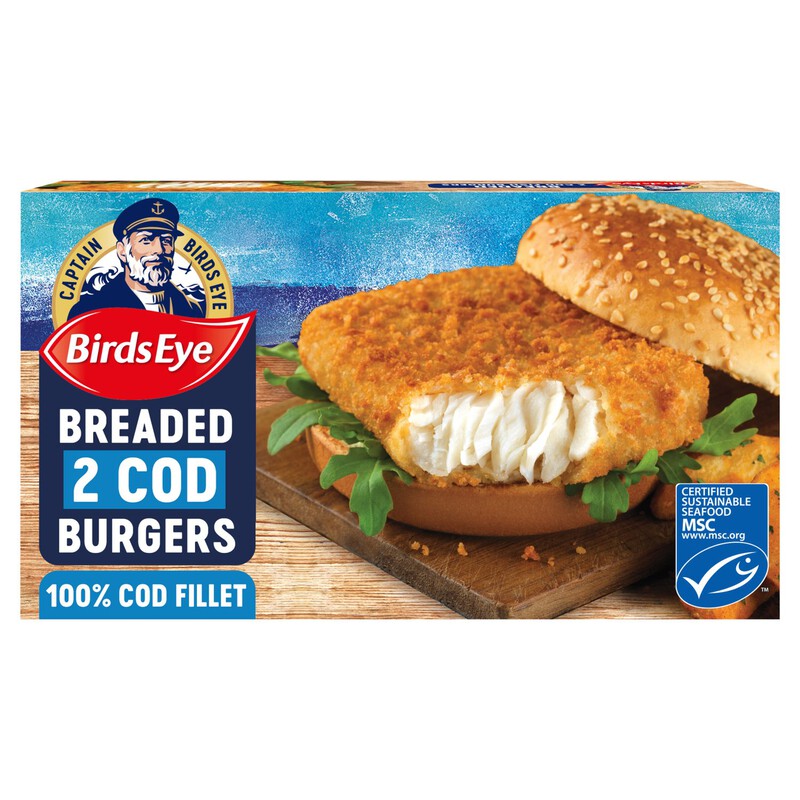 Birds Eye 2 Breaded Cod Fish Burgers - Morrisons Online Groceries & Offers