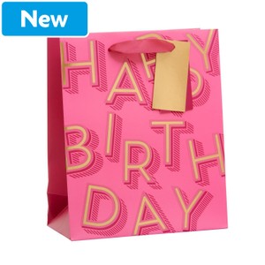 Pink Happy Birthday Gift Bag Medium - Morrisons Online Groceries & Offers