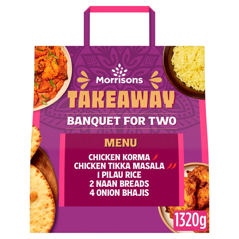 Morrisons Takeaway Banquet For Two- Chicken Korma & Chicken Tikka ...