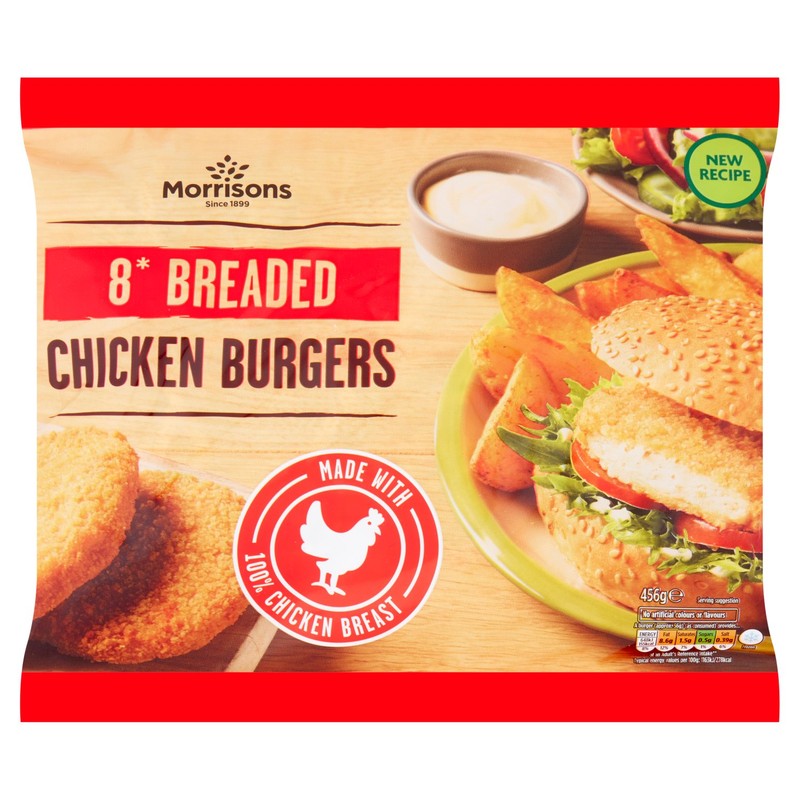 Morrisons 8 Chicken Burgers - Morrisons Online Groceries & Offers