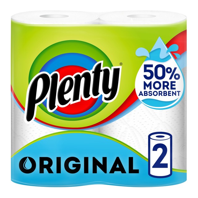 Plenty White Kitchen Towel 2 Rolls - Morrisons Online Groceries & Offers