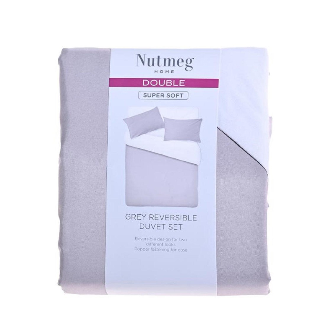 Nutmeg Home Soft Touch White/Grey Duvet Set Double - Morrisons Online ...