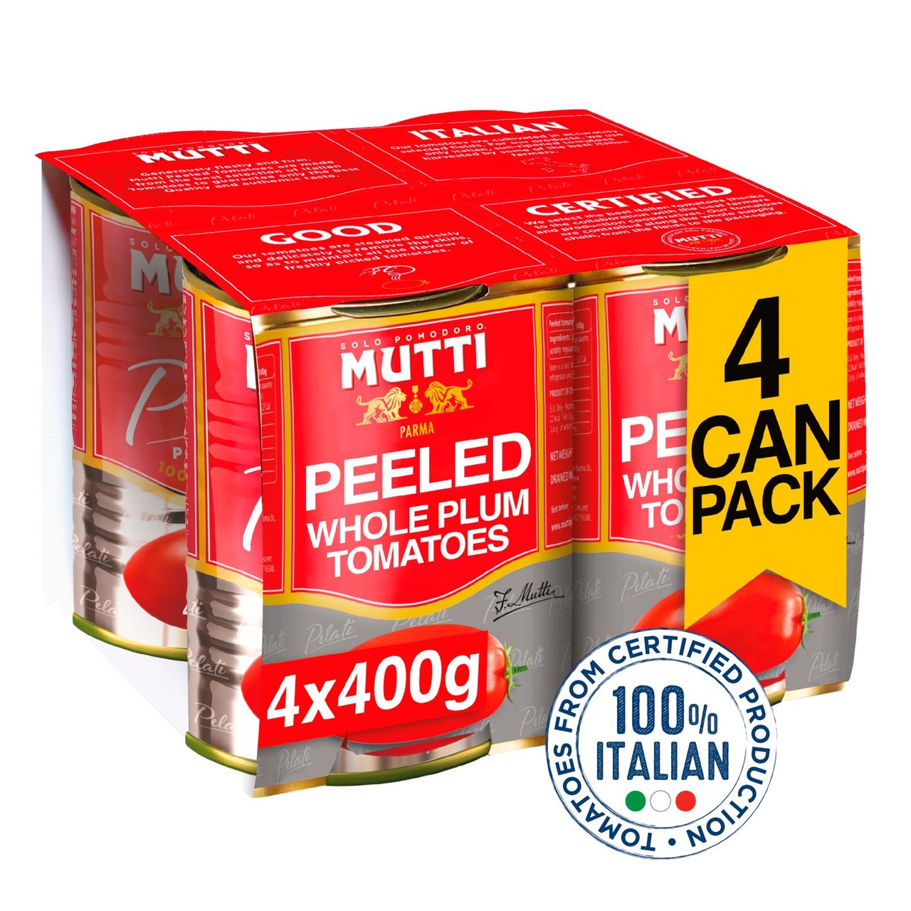 Mutti Peeled Whole Plum Tomatoes 4x400g - Morrisons Online Groceries ...
