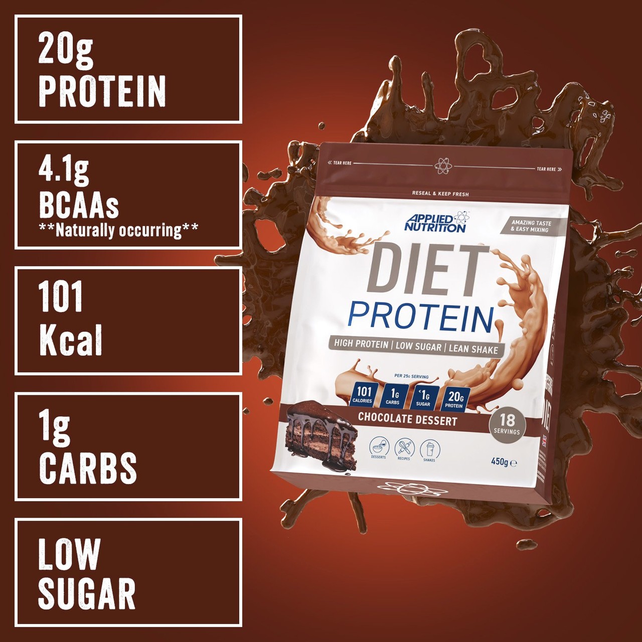 Applied Nutrition Diet Protein Powder Chocolate Dessert - Morrisons ...