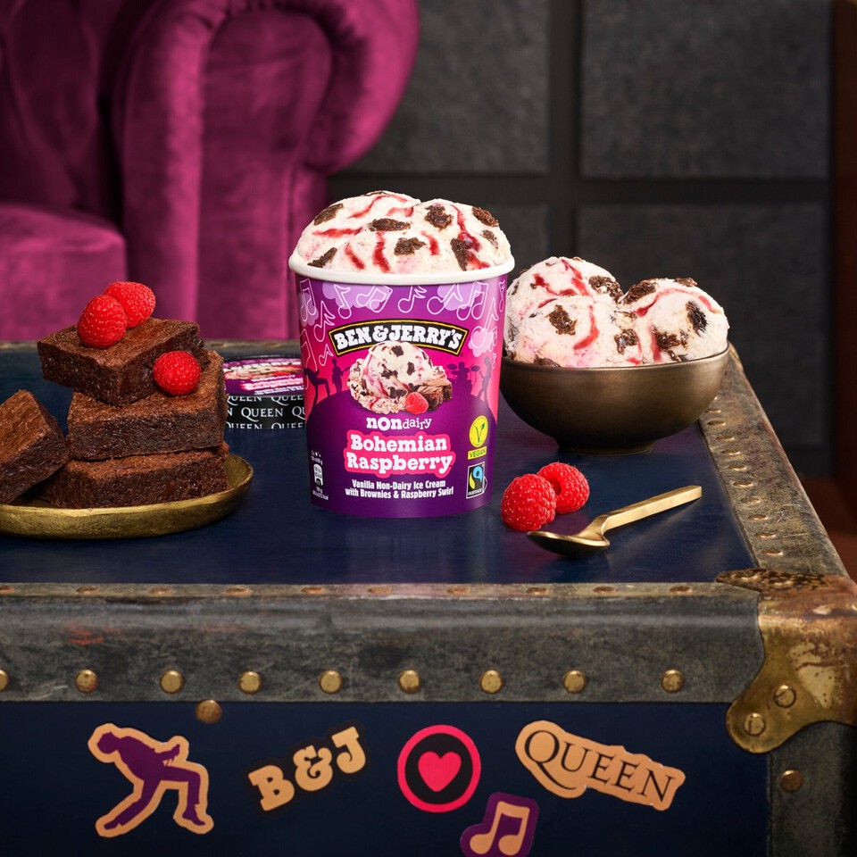 Ben & Jerrys Non-Dairy Vegan Bohemian Raspberry Ice Cream Tub 465ml ...