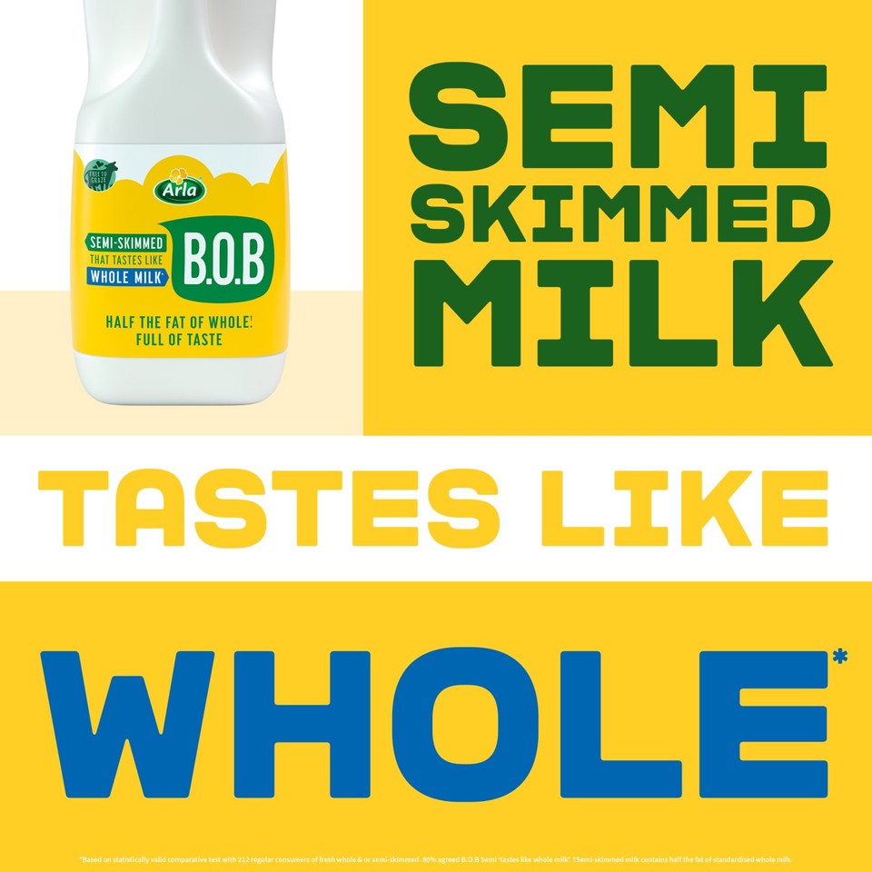 Arla BOB Semi-Skimmed Milk 2L That Tastes Like Whole - Morrisons Online ...