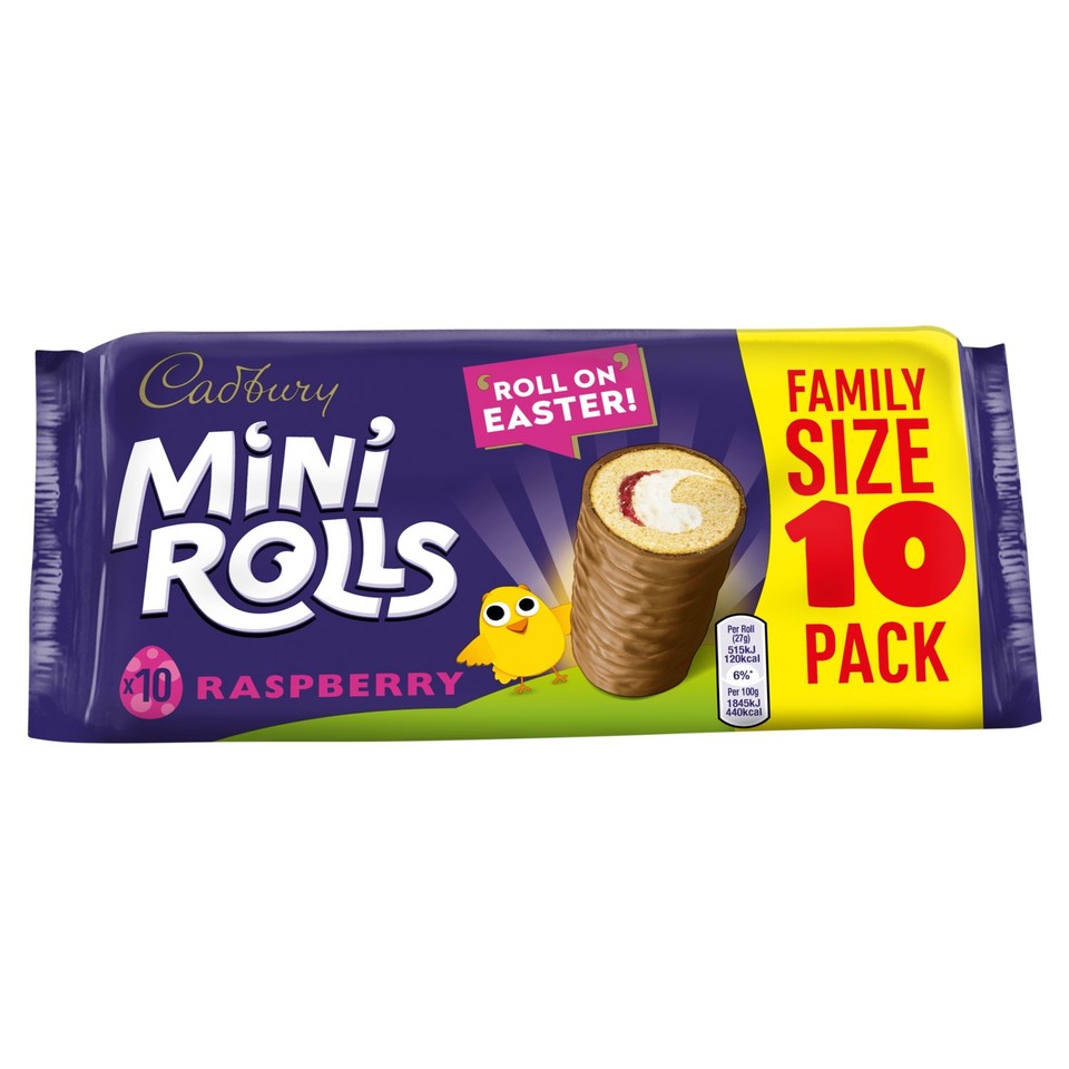 Cadbury Milk Chocolate Raspberry Mini Rolls Cakes 10 Pack - Morrisons ...