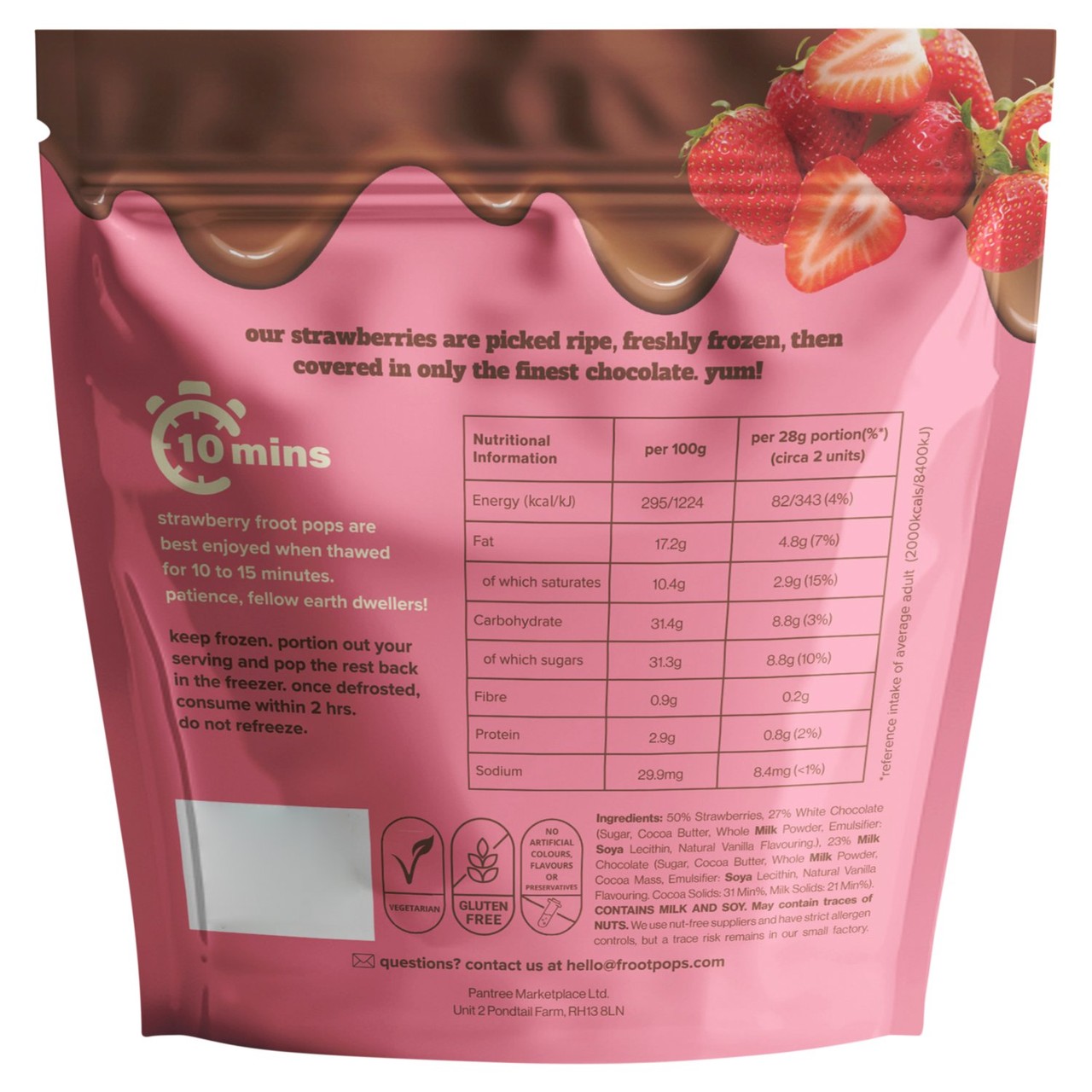 Froot Pops Frozen Strawberries Coated In White & Milk Chocolate 220g ...