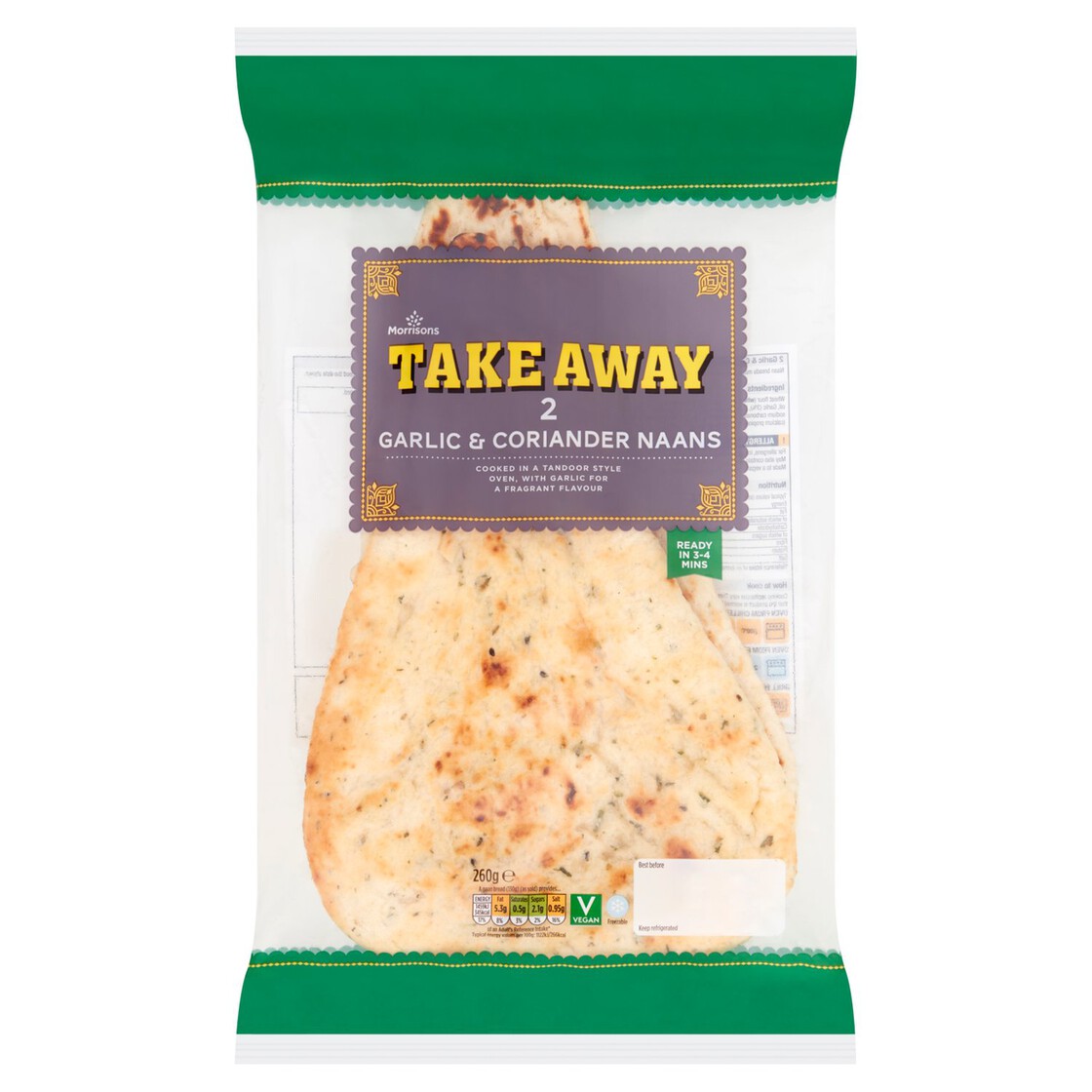 Morrisons Garlic & Coriander Naan Bread - Morrisons Online Groceries ...