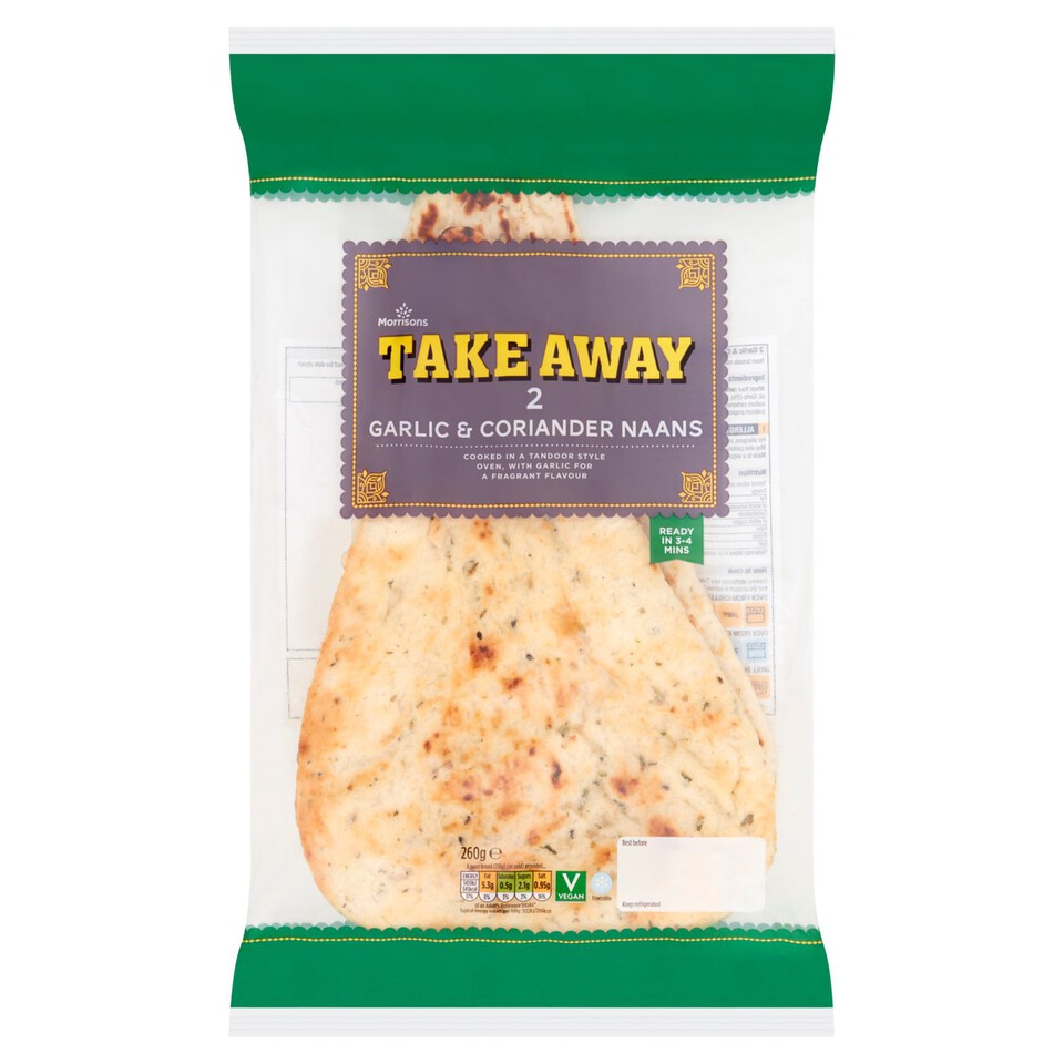 Morrisons Garlic & Coriander Naan Bread - Morrisons Online Groceries ...