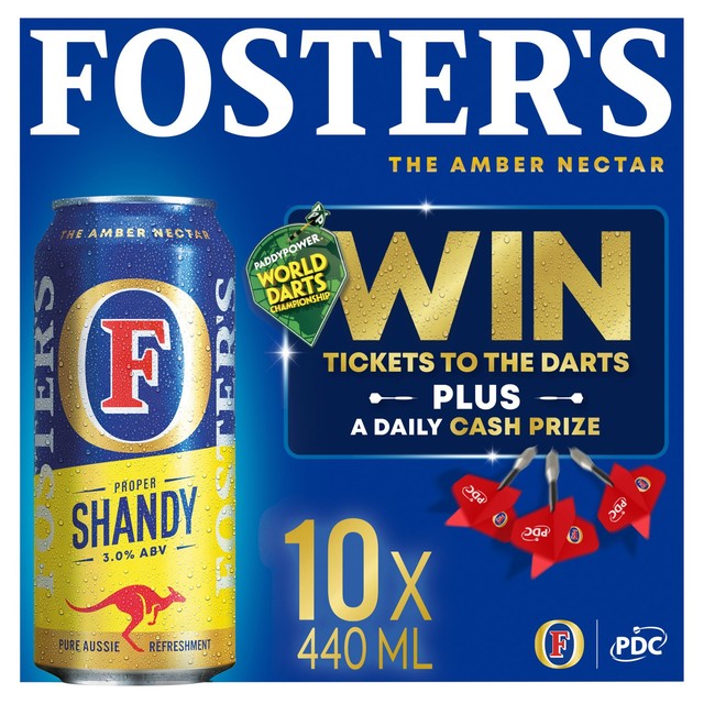 Fosters Proper Lager Shandy Beer 3% ABV Multipack Cans 10x440ml ...