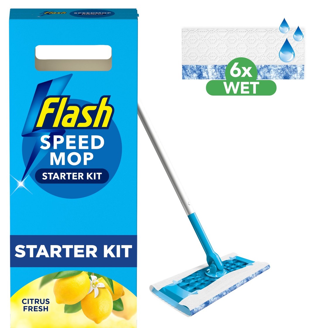 Flash Citrus Fresh Speed Mop Starter Kit With 6 Refills - Morrisons ...