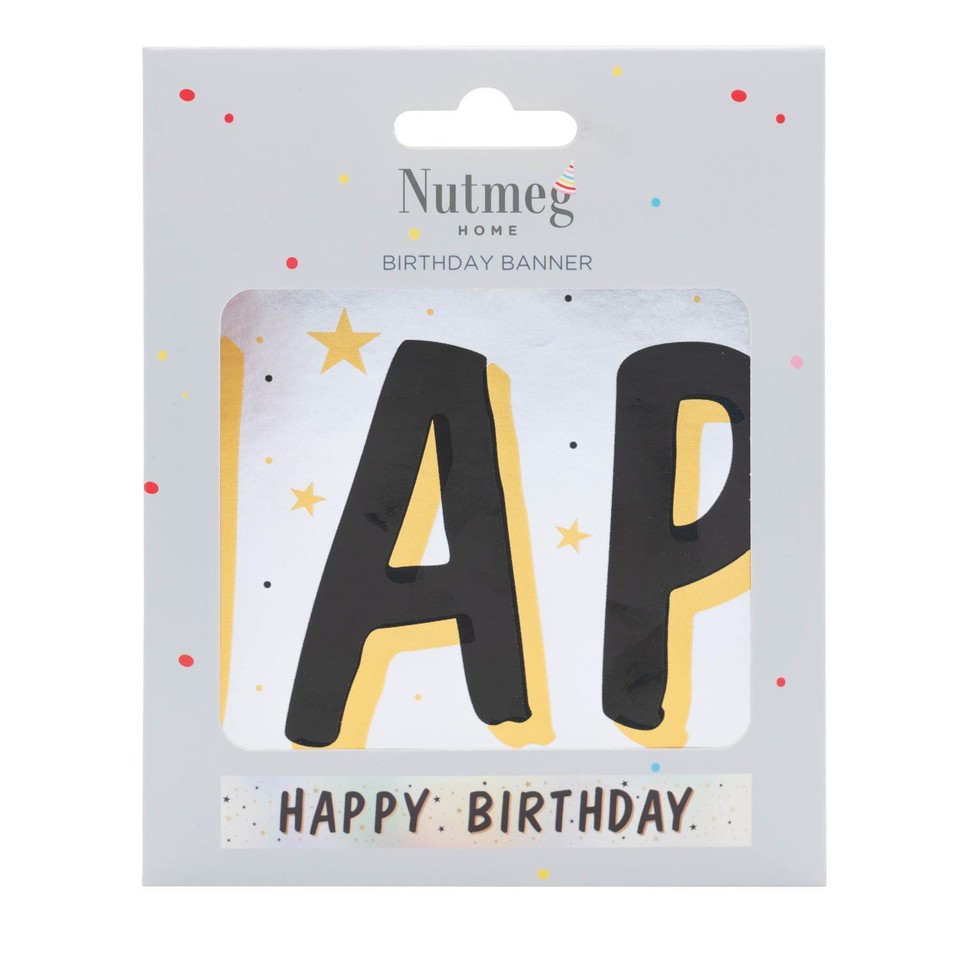 Nutmeg Metallic Happy Birthday Banner - Morrisons Online Groceries & Offers