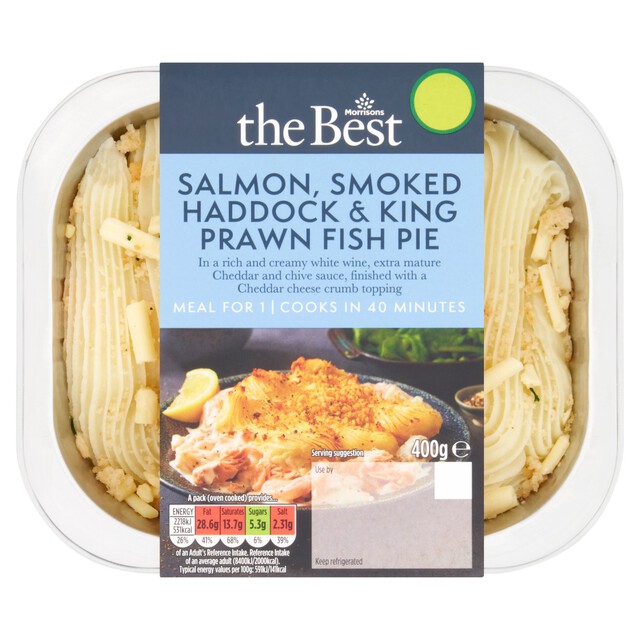 Morrisons The Best Salmon Smoked Haddock & King Prawn Fish Pie ...