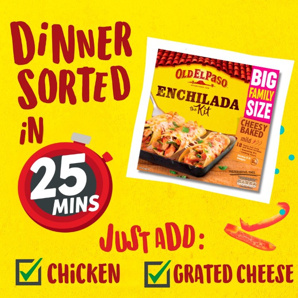 Old El Paso Cheesy Baked Enchilada Kit 995g - Morrisons Online ...