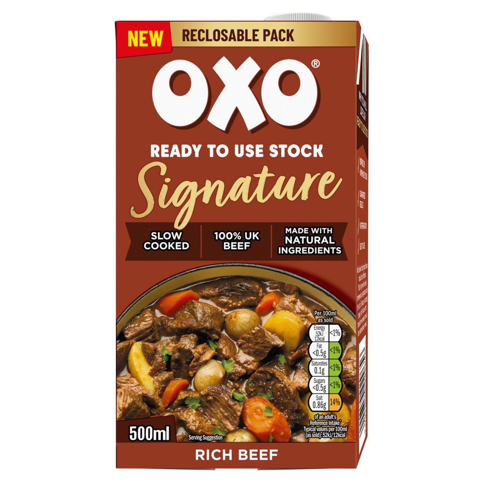 Oxo Ready to Use Stock Signature Rich Beef 500ml - Morrisons Online ...