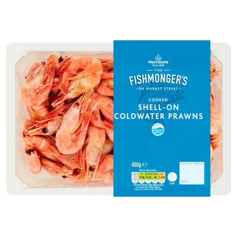 Morrisons Cooked Shell On Cold Water Prawns - Morrisons Online ...