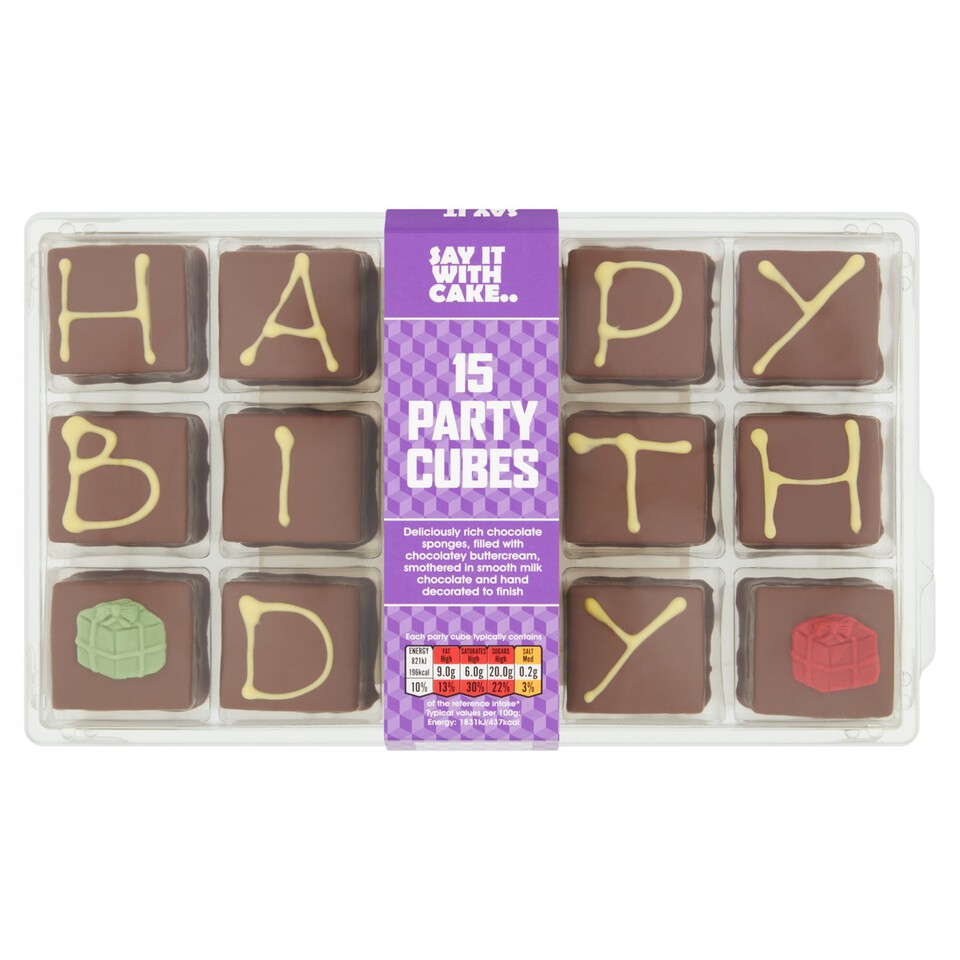 Say It With Cake.. Happy Birthday Celebration Cake Cubes Serves 15 ...