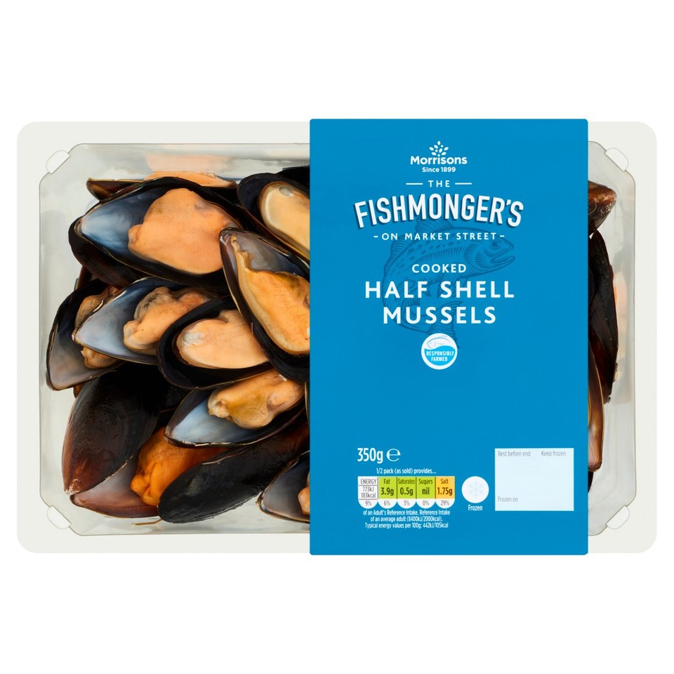 Morrisons Cooked Half Shell Mussels - Morrisons Online Groceries & Offers