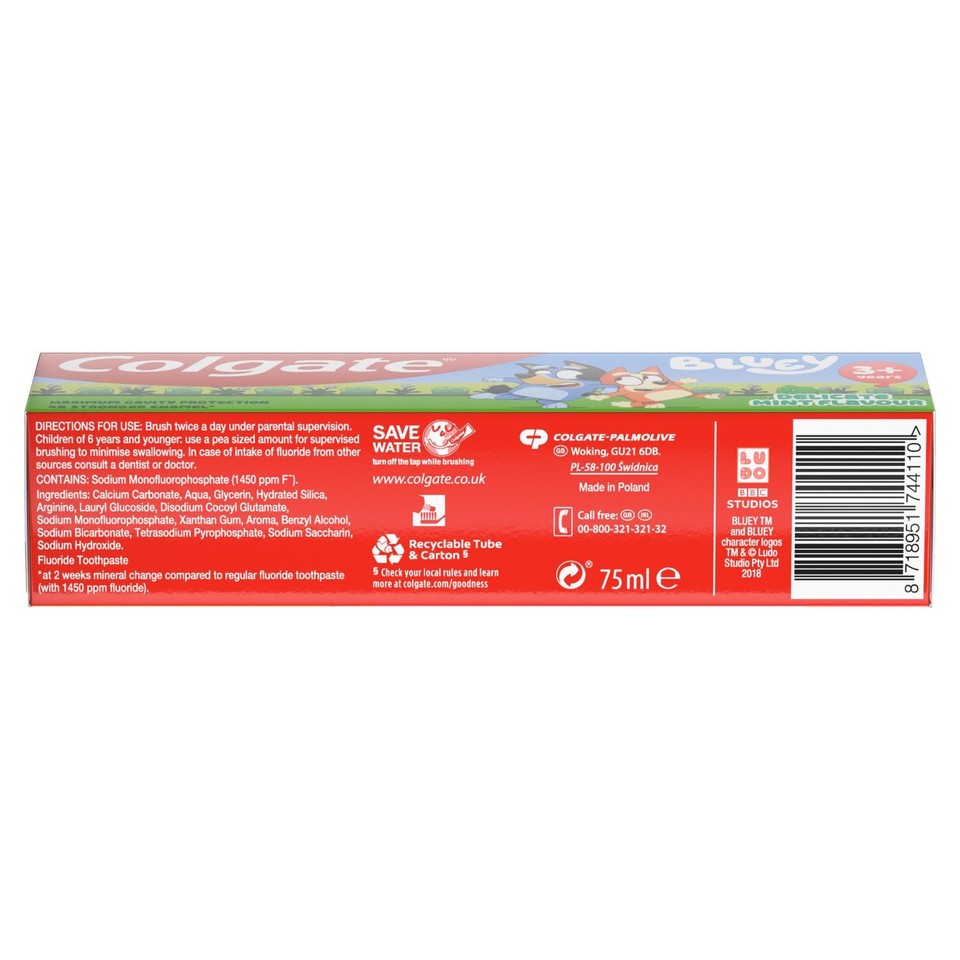 Colgate Kids Bluey Toothpaste 3+ Years 75ml - Morrisons Online ...