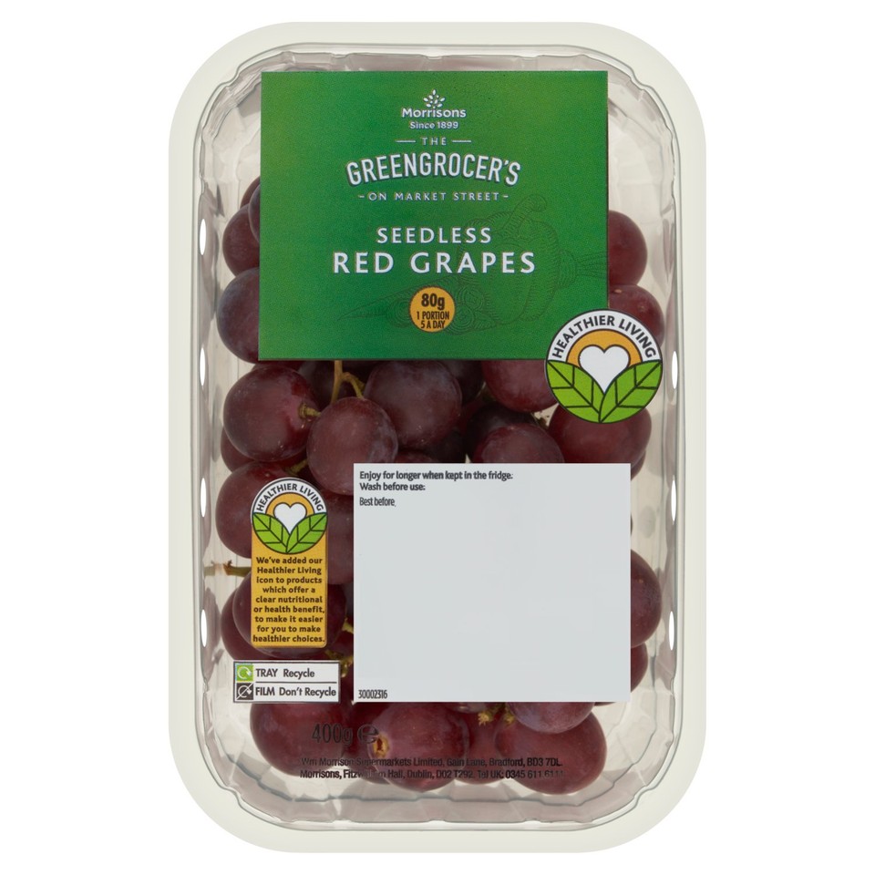 Morrisons Seedless Red Grapes Punnet 400g - Morrisons Online Groceries ...
