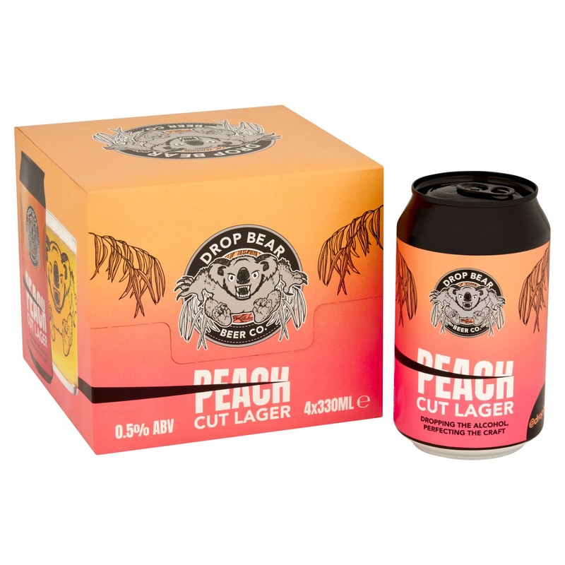 Drop Bear Beer Co. Peach Cut Lager 4x330ml - Morrisons Online Groceries ...