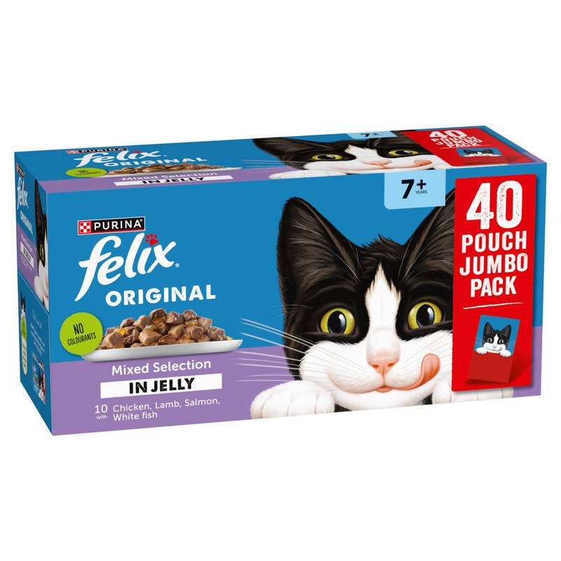FELIX Original Senior 7+ Mixed Selection in Jelly Wet Cat Food 40x85g ...