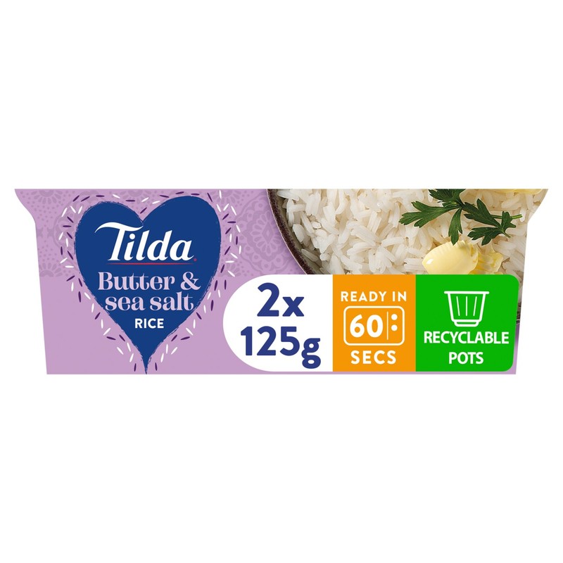 Tilda Pots Butter And Sea Salt Jasmine Rice 2 x 125g - Morrisons Online ...