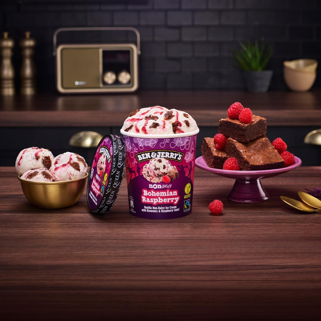 Ben & Jerrys Non-Dairy Vegan Bohemian Raspberry Ice Cream Tub 465ml ...