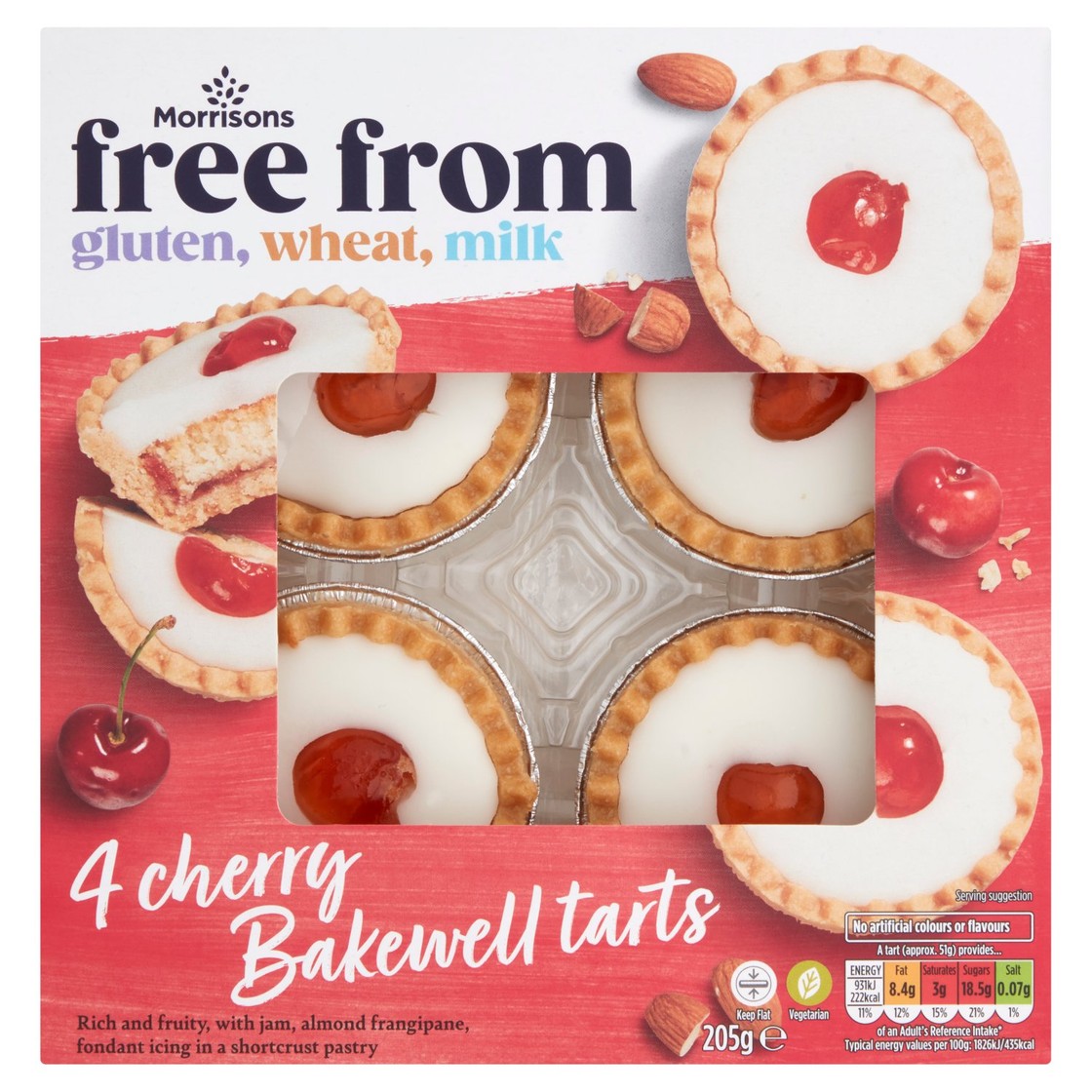 Morrisons 4 Free From Cherry Bakewell Tarts - Morrisons Online ...