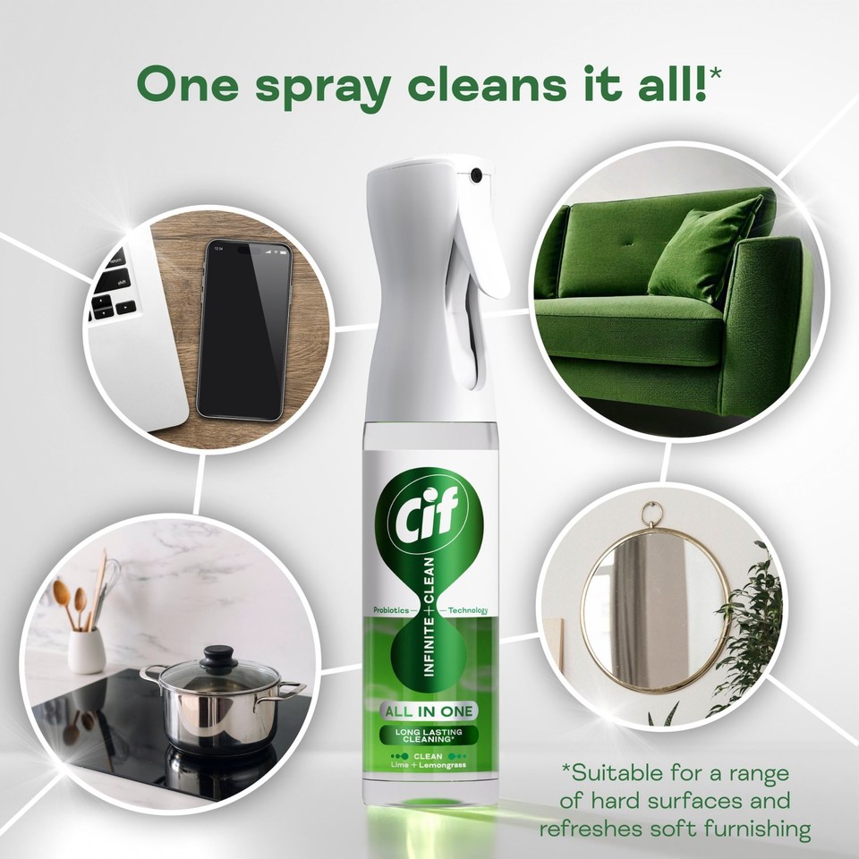 Cif Infinite Clean All in One Cleaner Spray Lime & Lemongrass 280ml ...