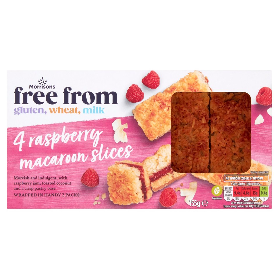Morrisons 4 Free From Raspberry Macaroon Slices - Morrisons Online ...
