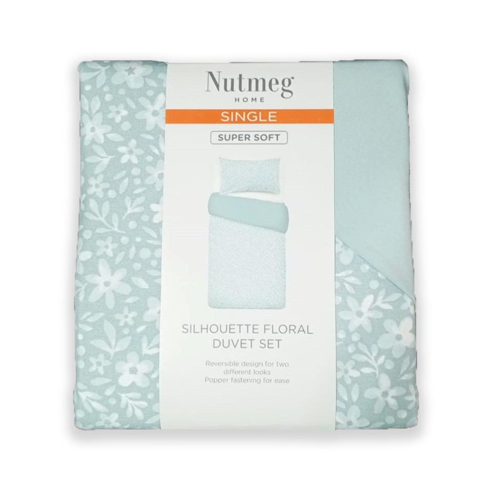 Nutmeg Home Soft Touch Silouette Floral Duvet Set Single - Morrisons ...