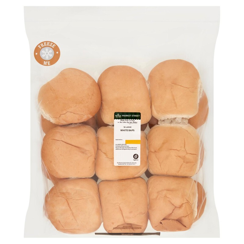 Market Street Large White Baps - Morrisons Online Groceries & Offers