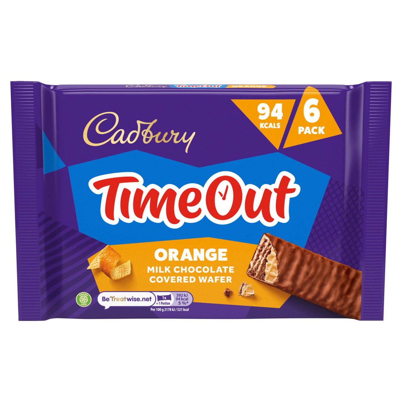 Cadbury Timeout Wafer Orange Chocolate Biscuit Bars 6 Pack - Morrisons ...