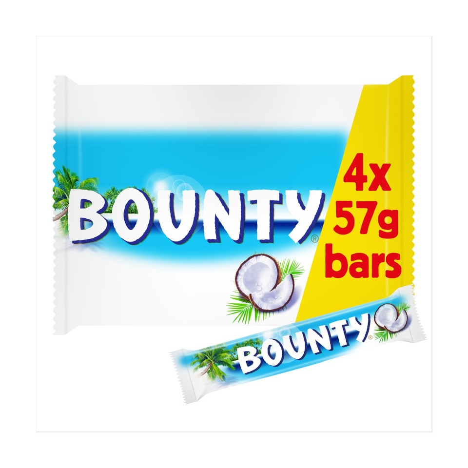 Bounty Coconut & Milk Chocolate Snack Bars Multipack - Morrisons Online ...