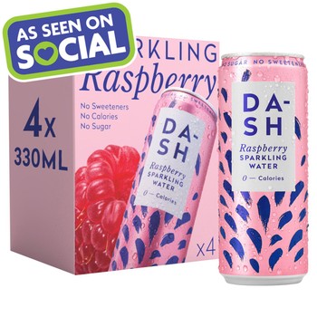 Dash Raspberry Sparkling Water 4x330ml - Morrisons Online Groceries & Offers