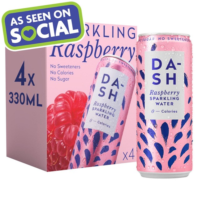 Dash Raspberry Sparkling Water 4x330ml - Morrisons Online Groceries ...