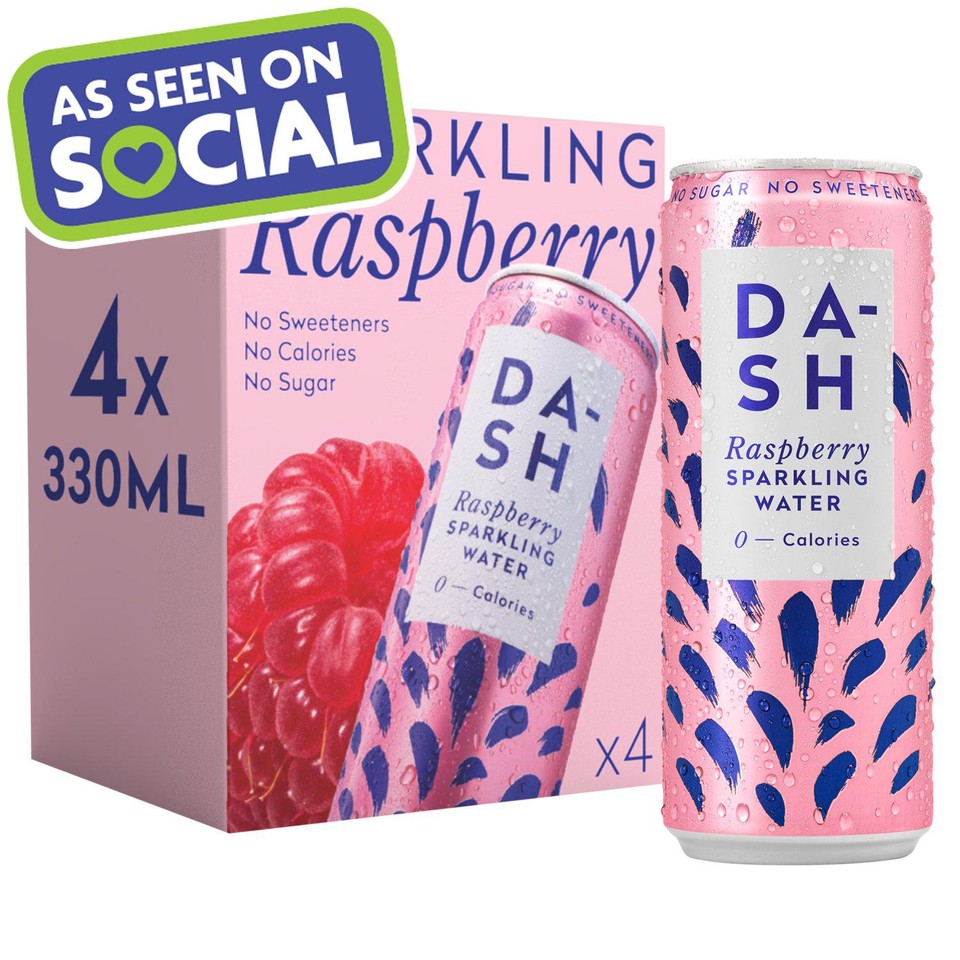 Dash Raspberry Sparkling Water 4x330ml - Morrisons Online Groceries & Offers