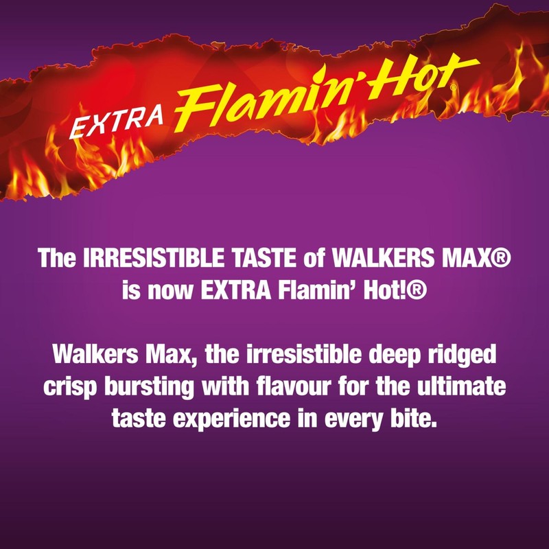 Walkers Max Extra Flamin' Hot Sharing Bag Crisps - Morrisons Online ...