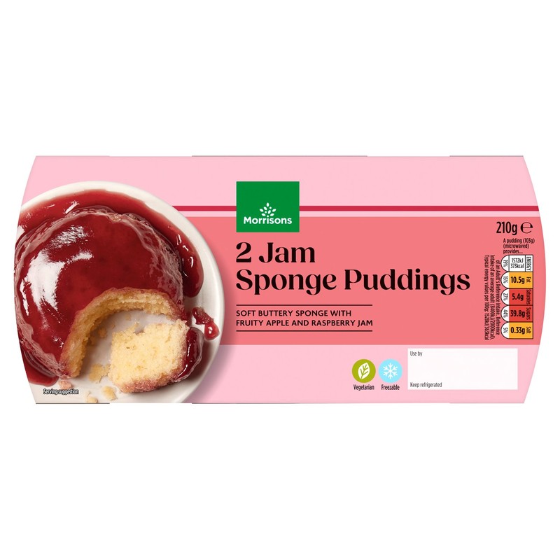 Morrisons 2 Jam Sponge Puddings 210g - Morrisons Online Groceries & Offers