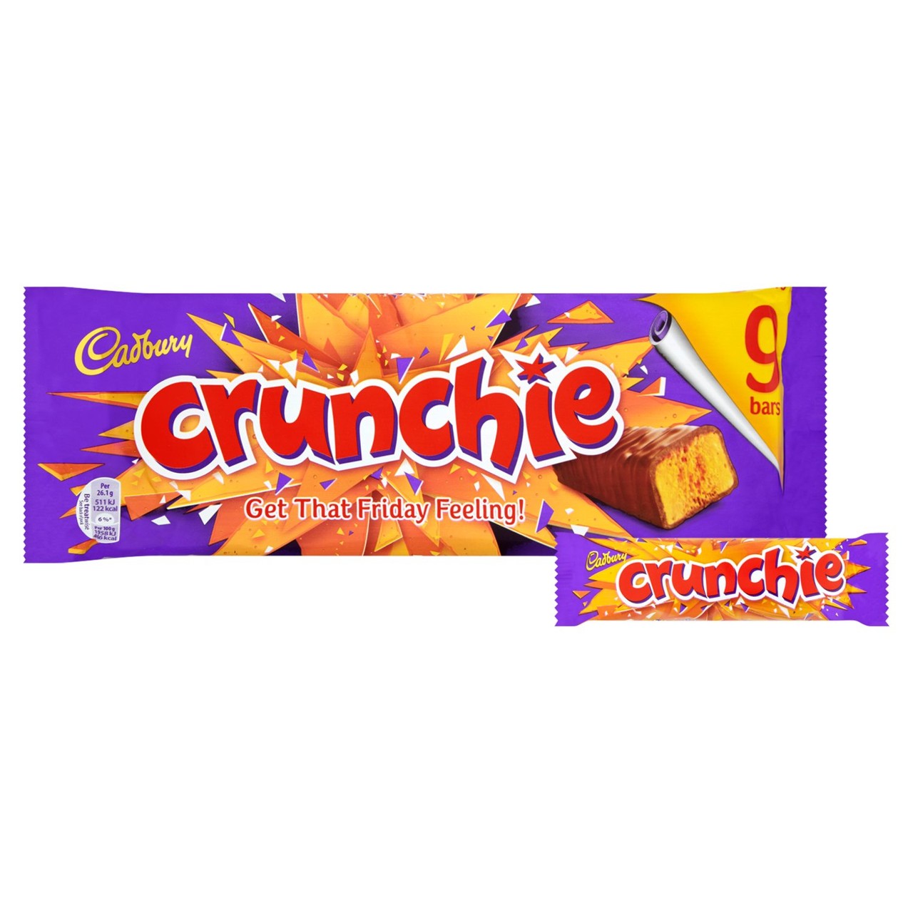 Cadbury Crunchie Chocolate Bar 9 Pack Multipack - Morrisons Online ...
