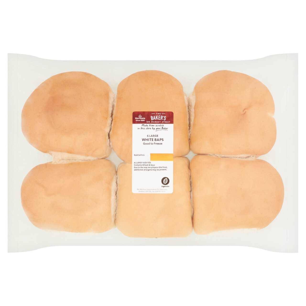 Market Street Large White Bread Baps - Morrisons Online Groceries & Offers